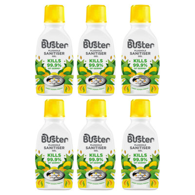 BUSTER PLUGHOLE SANITISER GEL DRAIN CLEANER & DEODORISER 300ML - PACK OF 6