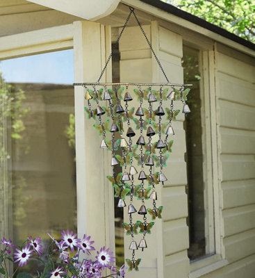 Butterfly Wind Chime Decoration - Colourful Hanging Mobile Garden ...