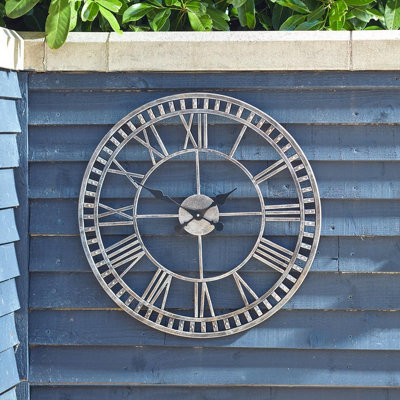 Buxton Skeleton Indoor or Outdoor Clock - Battery Powered Weatherproof ...