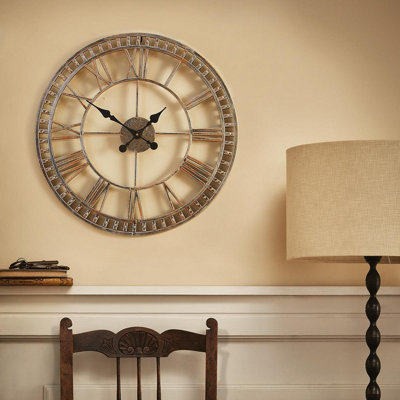 Buxton Skeleton Indoor or Outdoor Clock - Battery Powered Weatherproof ...