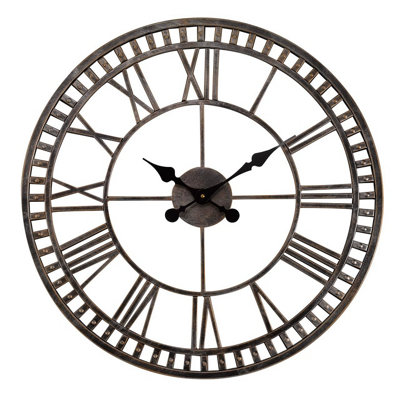 Buxton Skeleton Indoor or Outdoor Clock - Battery Powered Weatherproof ...