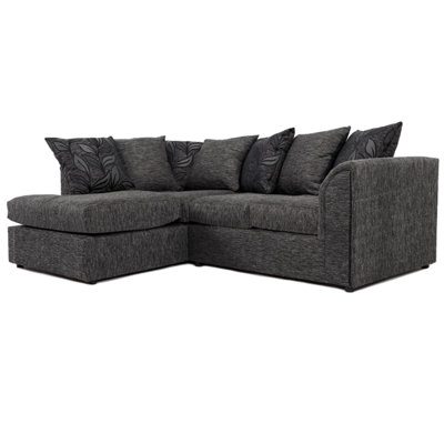 Byron Dundee Chenille Fabric 3 to 4 Seater L Shaped Corner Sofa Grey Left Hand Facing
