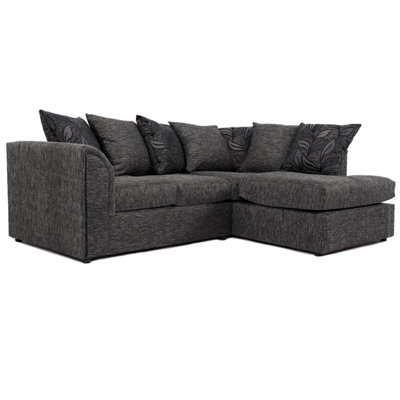 Byron Dundee Chenille Fabric 3 to 4 Seater L Shaped Corner Sofa Grey Right Hand Facing