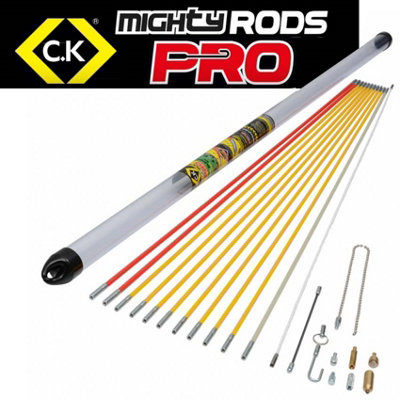 C.K Tools MightyRod PRO Cable Rod Super Set 12m Cable Pull Rods Router ...