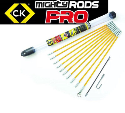 C.K Tools MightyRod PRO Cable Rod Toolbox Set 3.3m Cable Pull Rods ...