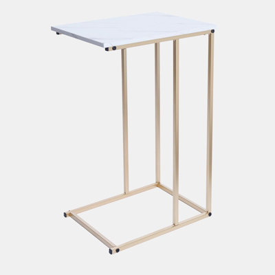 C Shape Table Side End Living Room Furniture Bedside Nightstand, Gold ...