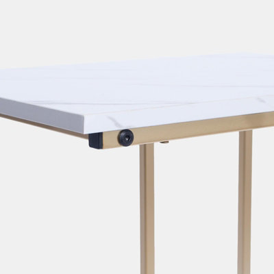 C Shape Table Side End Living Room Furniture Bedside Nightstand, Gold ...