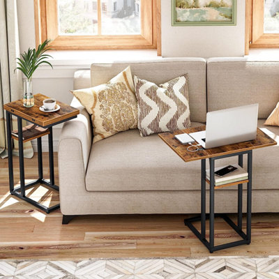 C Shaped Side Table Foldable Sofa Side Table Bedside Snack Table Laptop Holder Table for Sofa