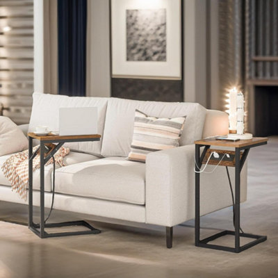 C Shaped Table With USB Ports & Power Outlets