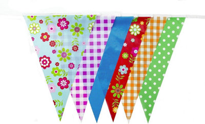 C1003 Multi Coloured and Design Shabby Chic Vintage Print Bunting 10m ...