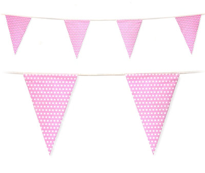 C1010 Pink Polka Dot Bunting 10m with 20 Pennants
