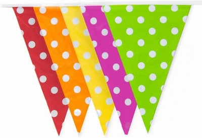 C1014 Multicoloured Polka Dot Bunting 10m with 20 Pennants