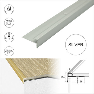 C24 28 x 14.5mm Anodised Aluminium LVT Stair nosing Edge Profile For ...