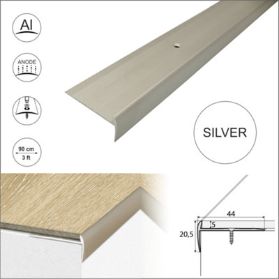 C27 44 x 20.5mm Anodised Aluminium LVT Stair nosing Edge Profile For ...