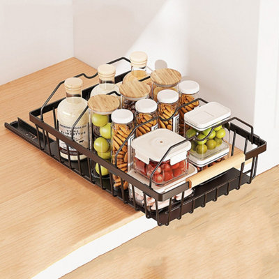 Cabinet Basket Shelves For Pantry Black Upgraded 4 Card Lines