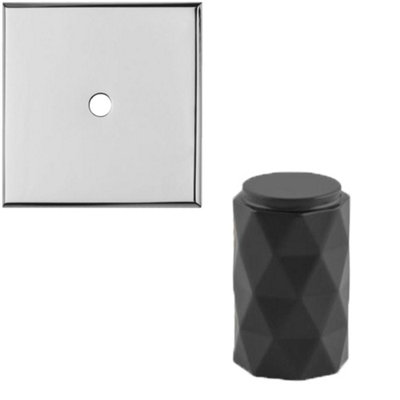Cabinet Door Knob & Contrasting Backplate Set - Diamond Kitchen Pull ...