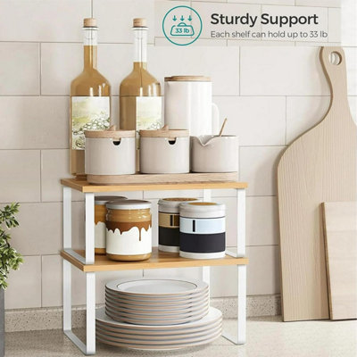Cabinet Organizer Shelf, Set of 2 Kitchen Counter Shelves, Kitchen ...