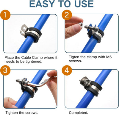 Cable Clamp Combination Kit, 25 piece stainless steel rubber padded ...