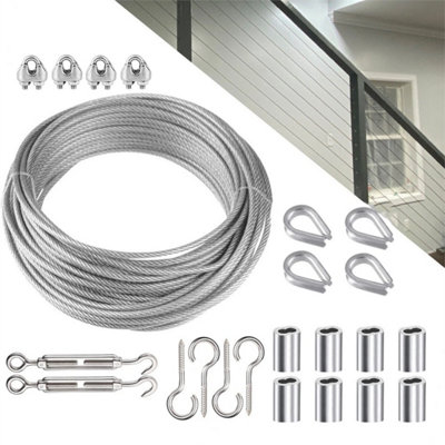 Cable Railing Kit Wire Rope Kit Fence Wire Roll Kit Vine Eyes