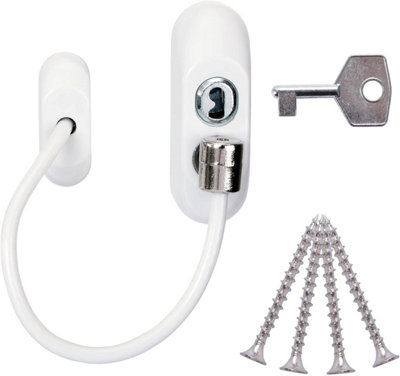 Cable Window Restrictor Locking - Timber or UPVC Safety Security Lock ...