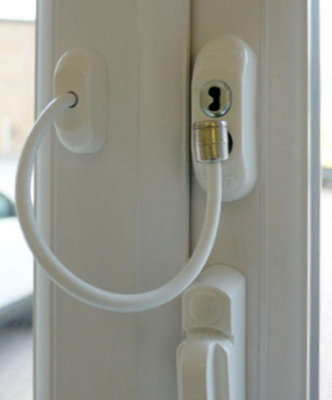 Cable Window Restrictor Locking - Timber or UPVC Safety Security Lock ...