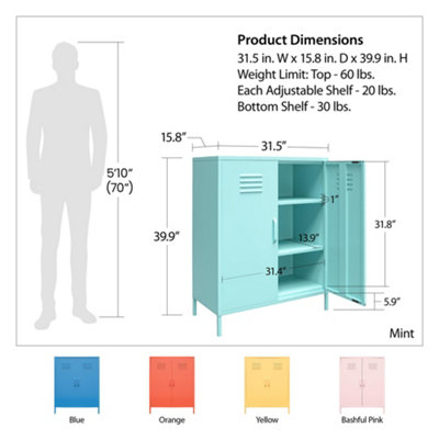 Cache Metal Locker Cabinet with 2 Doors Yellow