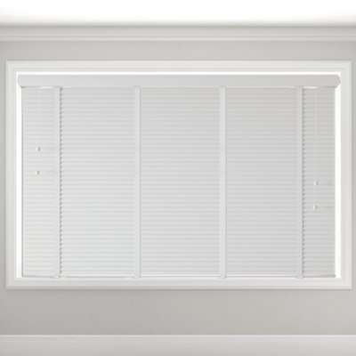 Caecus Blinds Faux Wood Venetian Blind 50mm Slats Deluxe Corded White ...