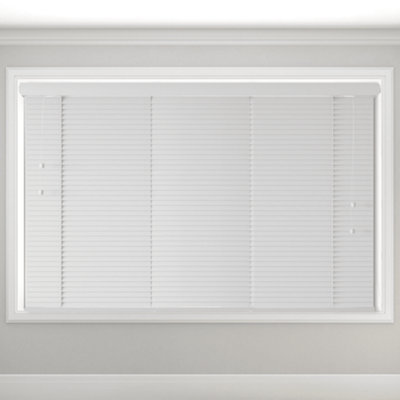 Caecus Blinds Real Wood Venetian Blind White, 120cm Width x 120cm Drop ...