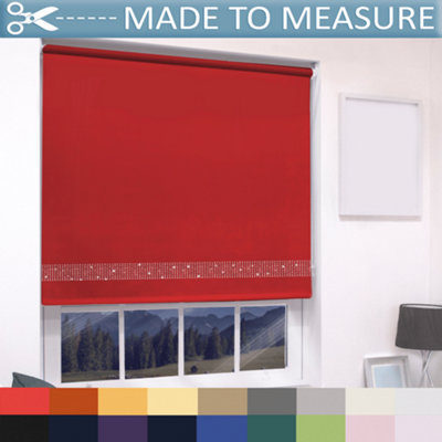 Caecus Made to Measure Blackout Diamante Roller Blind Red 180cm