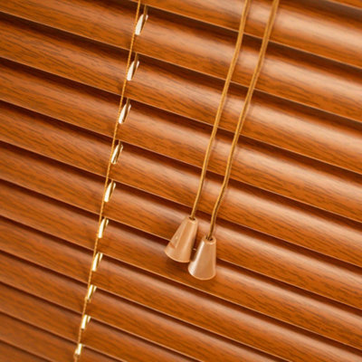Caecus WoodgrainEffect PVC Long Drop Venetian Blinds Teak 45cm Width x ...
