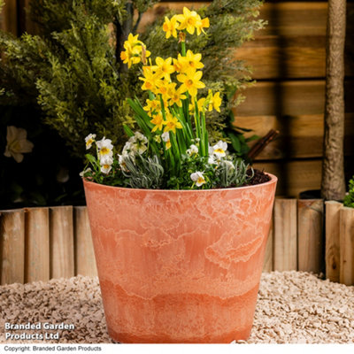 Caesar 50cm Planter Marble Terracotta x 2