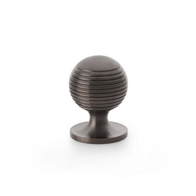 Caesar Cupboard Knob on Round Rose - 32mm - Dark Bronze PVD