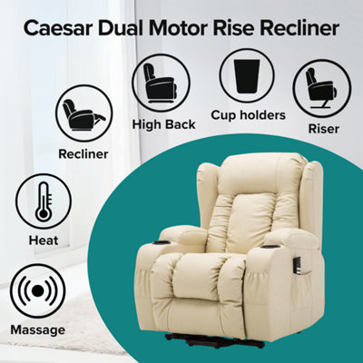 Caesar Dual Motor Electric Rise Recliner Bonded Leather Armchair ...