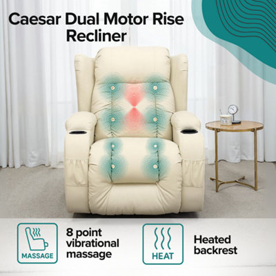 Caesar Dual Motor Electric Rise Recliner Bonded Leather Armchair ...