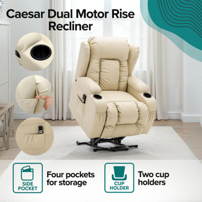 Caesar Dual Motor Electric Rise Recliner Bonded Leather Armchair ...