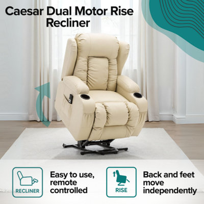 Caesar Dual Motor Electric Rise Recliner Bonded Leather Armchair ...