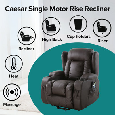 Caesar Single Motor Electric Rise Recliner Bonded Leather Armchair ...