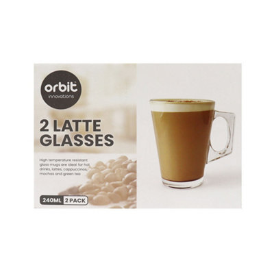Cafe Latte Glass Mugs 240ml 2Pack Clear