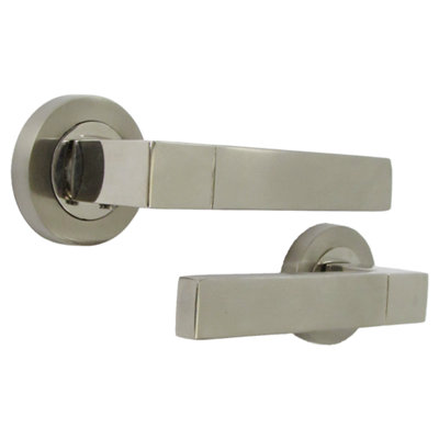 Cafri Line Door Handle Modern Satin Nickel Lever on Rose Internal Doors ...