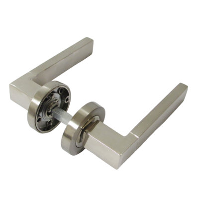 Cafri Line Door Handle Modern Satin Nickel Lever on Rose Internal Latch ...