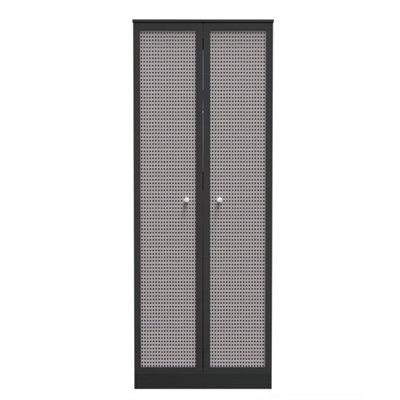 Cairo 2 Door Wardrobe in Smooth Black (Ready Assembled) | DIY at B&Q