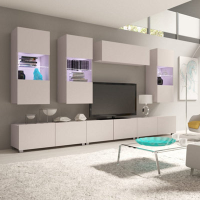 Calabrini TV Cabinet 100cm Cashmere - Minimalist Media Unit with Two Hinged Doors for Small Spaces