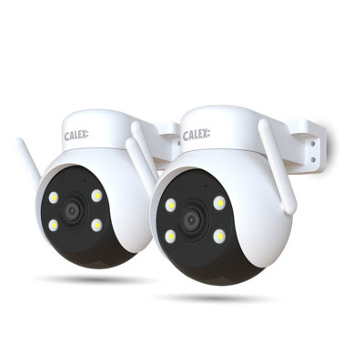 Calex 2-Pack Smart Security PTZ Camera 2K Outdoor 360 radious Panning Night Vision Two Way Audio