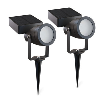 Calex Casena LED Solar Garden Spotlight Black Warm White Waterproof 2 Pack