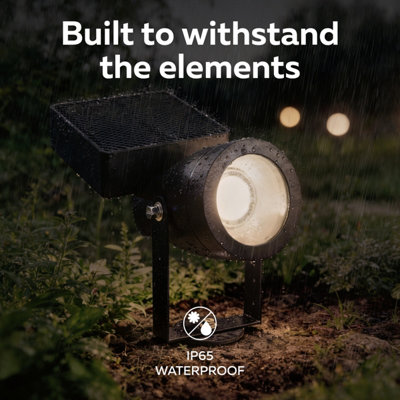 Calex Casena LED Solar Garden Spotlight Black Warm White Waterproof 2 Pack