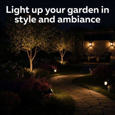 Calex Casena LED Solar Garden Spotlight Black Warm White Waterproof 2 Pack