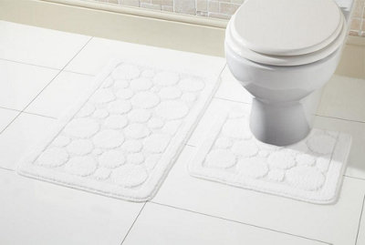 Cali Bath Mat Set in White White
