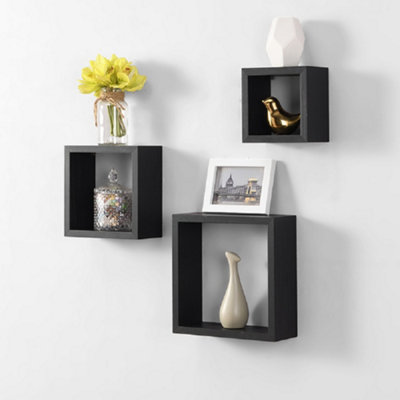 Cali Wall Floating Cube Box Shelf/Shelves Set of 3 Wall Hanging Display ...