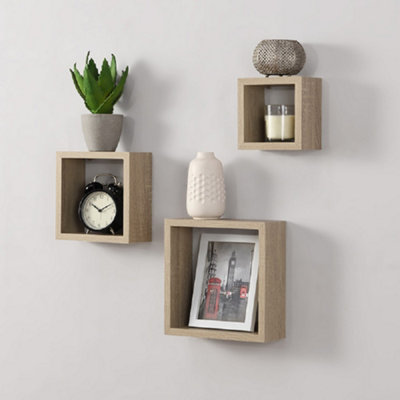 Cali Wall Floating Cube Box Shelf/Shelves Set of 3 Wall Hanging Display ...