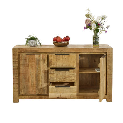 California Solid Mango Wood Large Sideboard with 2 Doors and 3 Drawers